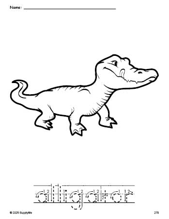 FREE Printable Alligator Coloring Page and Word Tracing Worksheet ...