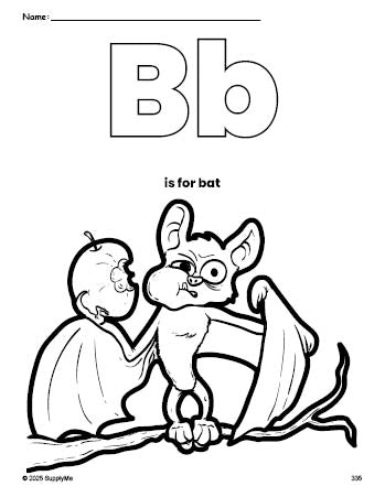 FREE Printable Bat Halloween Coloring Page, Letter B Coloring Page for ...