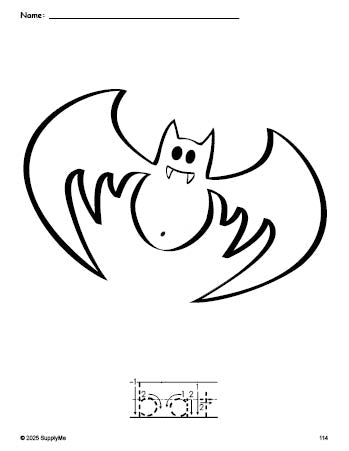 FREE Printable Bat Halloween Coloring Page and Word Tracing Worksheet ...