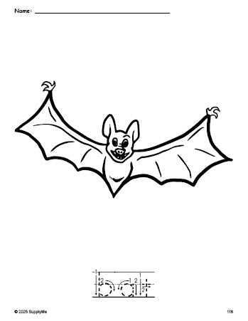FREE Printable Bat Halloween Coloring Page and Word Tracing Worksheet ...