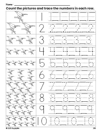 FREE Printable Bird Counting Worksheet for Preschool and Pre-K with ...