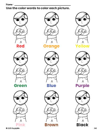 FREE Boy Coloring Page and Color Worksheet for Preschoolers to Learn ...