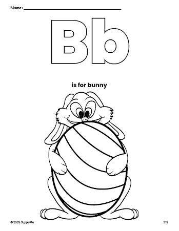 FREE Printable Bunny Easter Coloring Page, Letter B Coloring Page for ...