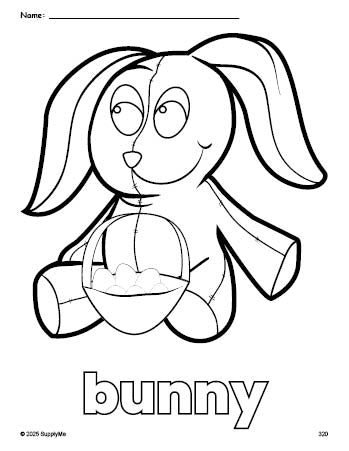 FREE Printable Bunny Easter Coloring Page for Preschool, Pre-K, and ...