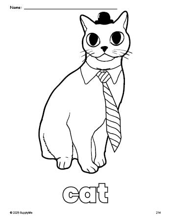 FREE Printable Cat Coloring Page for Preschool, Pre-K, and Kindergarten ...