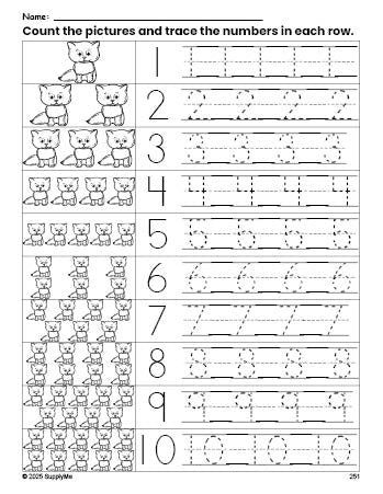 FREE Printable Cat Counting Worksheet for Preschool and Pre-K with ...