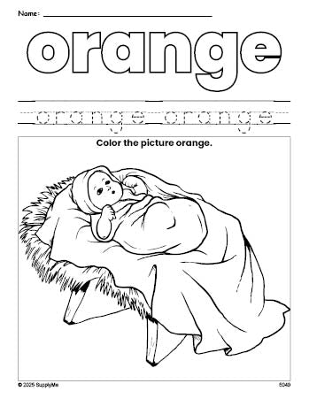 FREE Christmas Baby Jesus Color Orange Coloring Page and Color ...