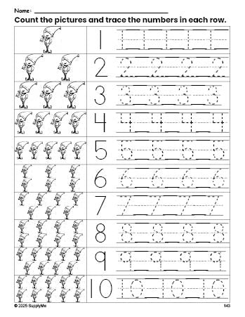 FREE Printable Christmas Elf Counting Worksheet for Preschool and Pre-K ...