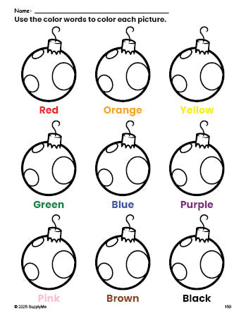 FREE Christmas Ornament Coloring Page and Color Worksheet for ...