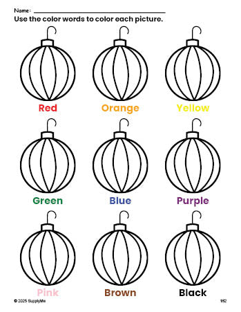FREE Christmas Ornament Coloring Page and Color Worksheet for ...