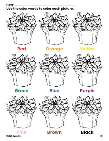 FREE Christmas Poinsettia Coloring Page and Color Worksheet for ...