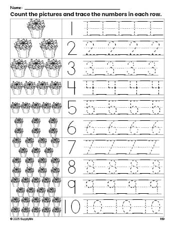 FREE Printable Christmas Poinsettia Counting Worksheet for Preschool ...