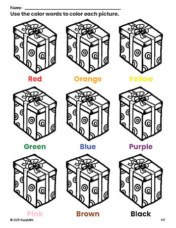 FREE Christmas Present Coloring Page and Color Worksheet for ...