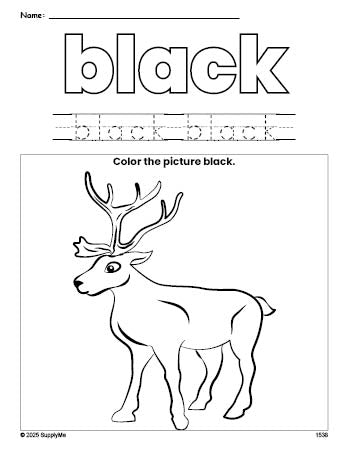 FREE Christmas Reindeer Color Black Coloring Page and Color Worksheet ...