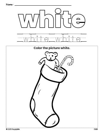 FREE Christmas Stocking Color White Coloring Page and Color Worksheet ...