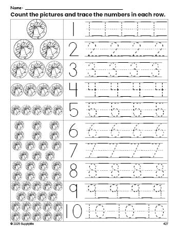 FREE Printable Christmas Wreath Counting Worksheet for Preschool and ...