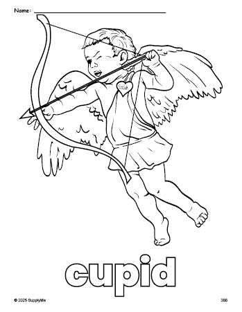 FREE Printable Cupid Valentine's Day Coloring Page for Preschool, Pre-K ...
