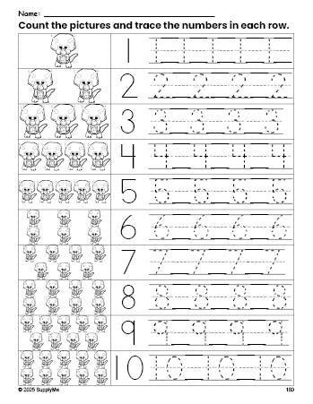 FREE Printable Dinosaur Counting Worksheet for Preschool and Pre-K with ...