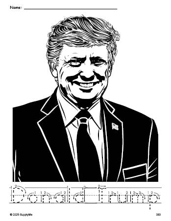 FREE Printable Donald Trump Presidents' Day Coloring Page and Word ...