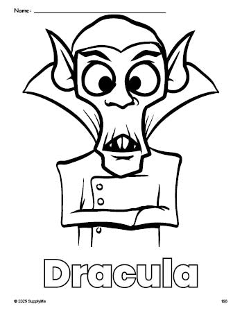 FREE Printable Dracula Halloween Coloring Page for Preschool, Pre-K ...