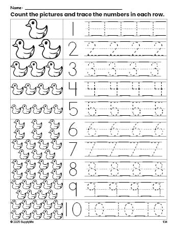 FREE Printable Duckling Counting Worksheet for Preschool and Pre-K with ...