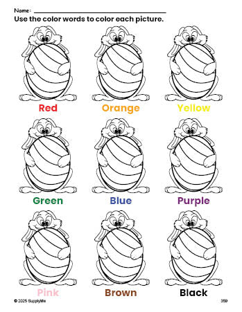 FREE Easter Bunny Coloring Page and Color Worksheet for Preschoolers to ...