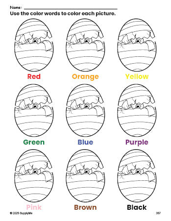 FREE Easter Egg Coloring Page and Color Worksheet for Preschoolers to ...