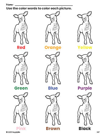 FREE Easter Lamb Coloring Page and Color Worksheet for Preschoolers to ...