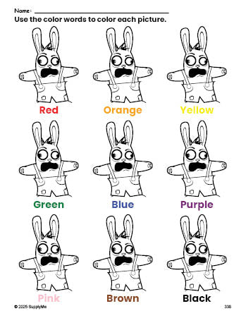 FREE Easter Rabbit Coloring Page and Color Worksheet for Preschoolers ...