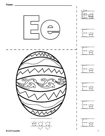 FREE Printable Egg Easter Coloring Page and Letter Tracing Worksheet ...