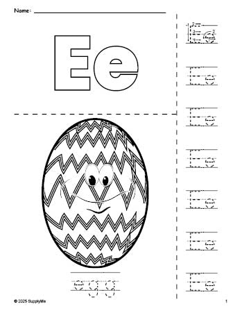 FREE Printable Egg Easter Coloring Page and Letter Tracing Worksheet ...