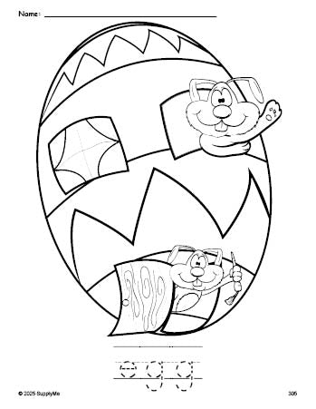 FREE Printable Egg Easter Coloring Page and Word Tracing Worksheet ...