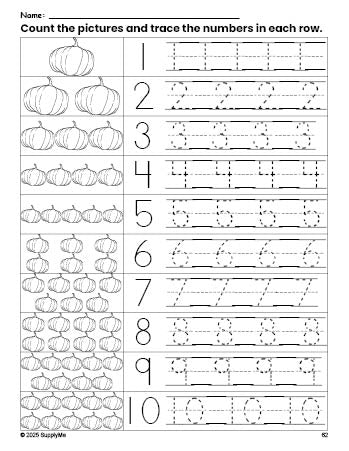 FREE Printable Fall Pumpkin Counting Worksheet for Preschool and Pre-K ...