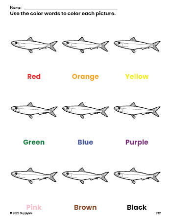 FREE Fish Coloring Page and Color Worksheet for Preschoolers to Learn ...