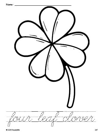 FREE Printable Four Leaf Clover St. Patrick's Day Coloring Page and ...