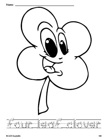 FREE Printable Four Leaf Clover St. Patrick's Day Coloring Page and ...
