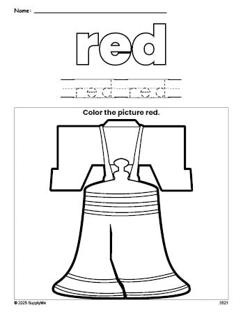 FREE Fourth Of July Liberty Bell Color Red Coloring Page and Color ...