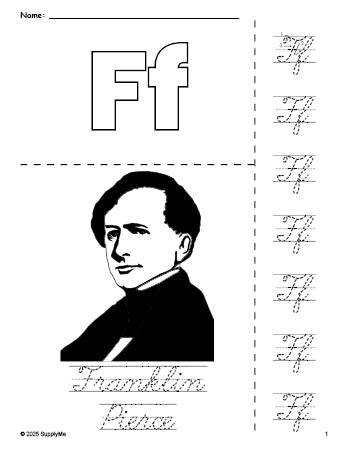 FREE Printable Franklin Pierce Presidents' Day Coloring Page and ...