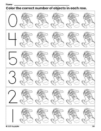 FREE Bunny Count and Color Worksheet for Preschoolers, Easter Coloring ...