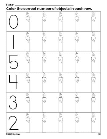 FREE Candle Count and Color Worksheet for Preschoolers, Christmas ...