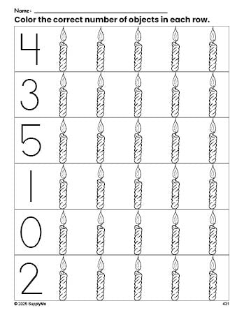 FREE Candle Count and Color Worksheet for Preschoolers, Christmas ...