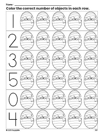 FREE Egg Count and Color Worksheet for Preschoolers, Easter Coloring ...
