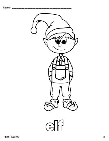 FREE Printable Elf Christmas Coloring Page for Preschool, Pre-K, and ...