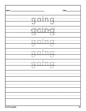 FREE First Grade Sight Word Tracing Worksheet, High Frequency Word ...