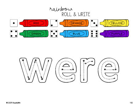 FREE First Grade Worksheet, Rainbow Roll and Write Sight Word Tracing ...