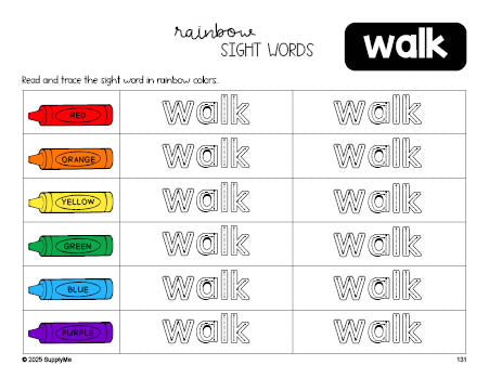 FREE First Grade Worksheet, Rainbow Sight Word Tracing Worksheet ...
