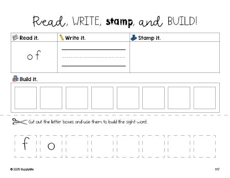 FREE First Grade Worksheet, Read, Write, Stamp, And Build the Beginner ...