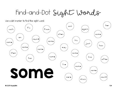 FREE First Grade Worksheet, Sight Word Dot Marker Printable Coloring ...