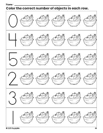 FREE Fruit Count and Color Worksheet for Preschoolers, Thanksgiving ...