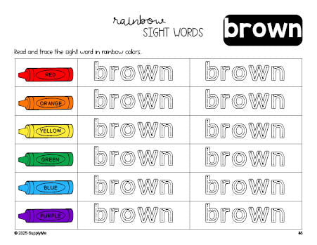 FREE Kindergarten Worksheet, Rainbow Sight Word Tracing Worksheet ...